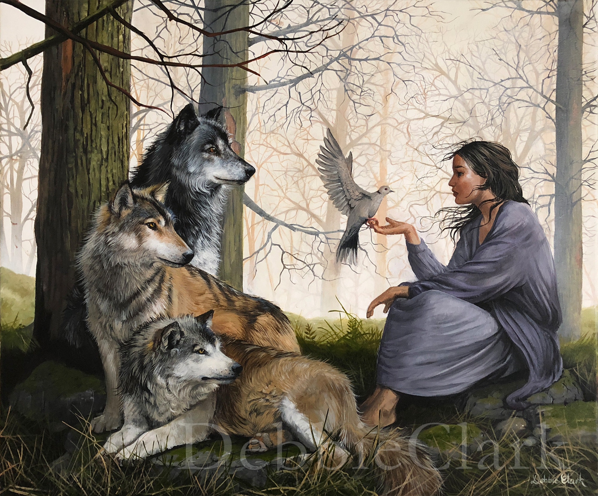 Native American Women With Wolves