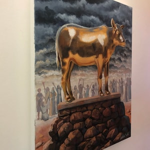 Original Painting - the Golden Calf - Biblical Art on Canvas - Etsy