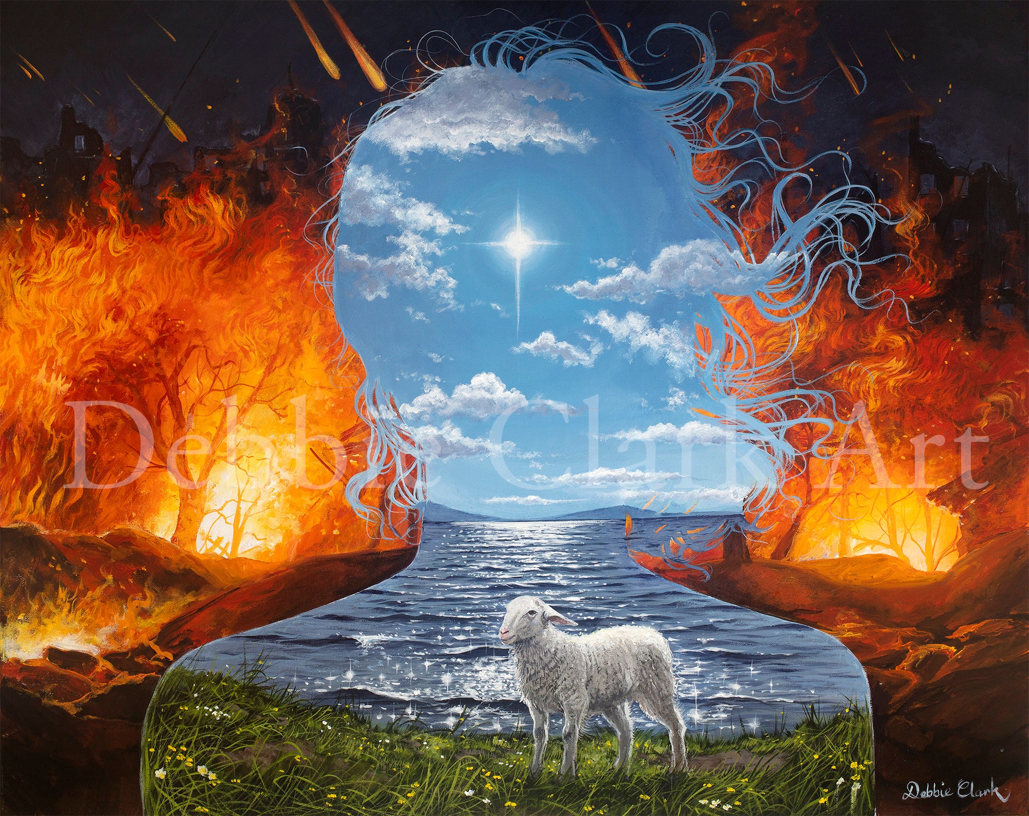 Fire Animals Lambs Art