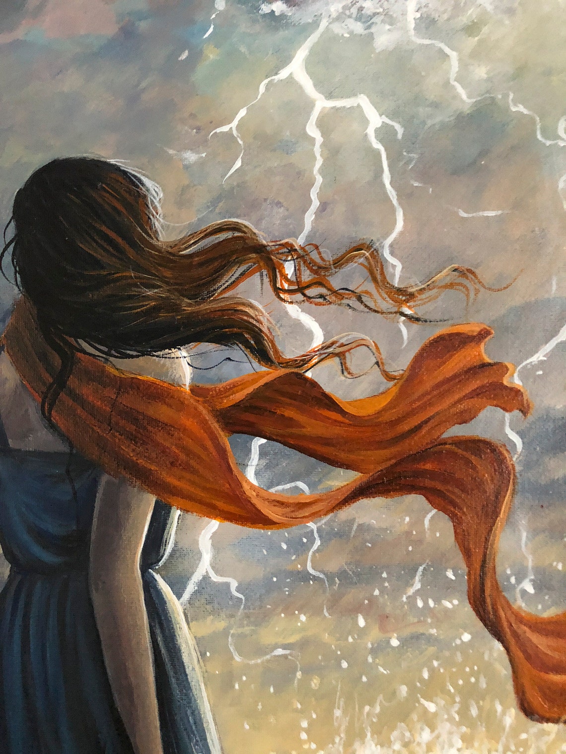 Original Christian Art Lady in a Lightning Storm Original - Etsy