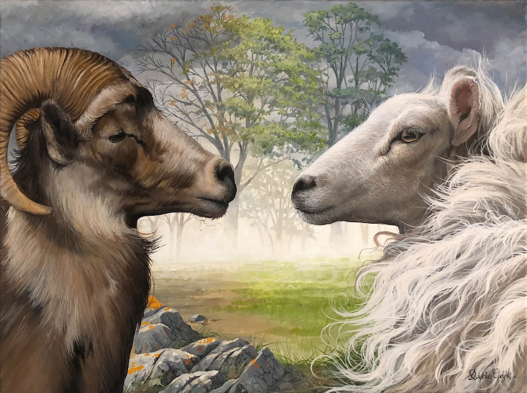 Original Art - the Sheep and the Goat - Original Acrylic Painting on ...