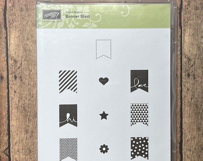 Stampin Up! Banner Blast Rubber Stamp Set, 10 Stamps for Crafts and ...