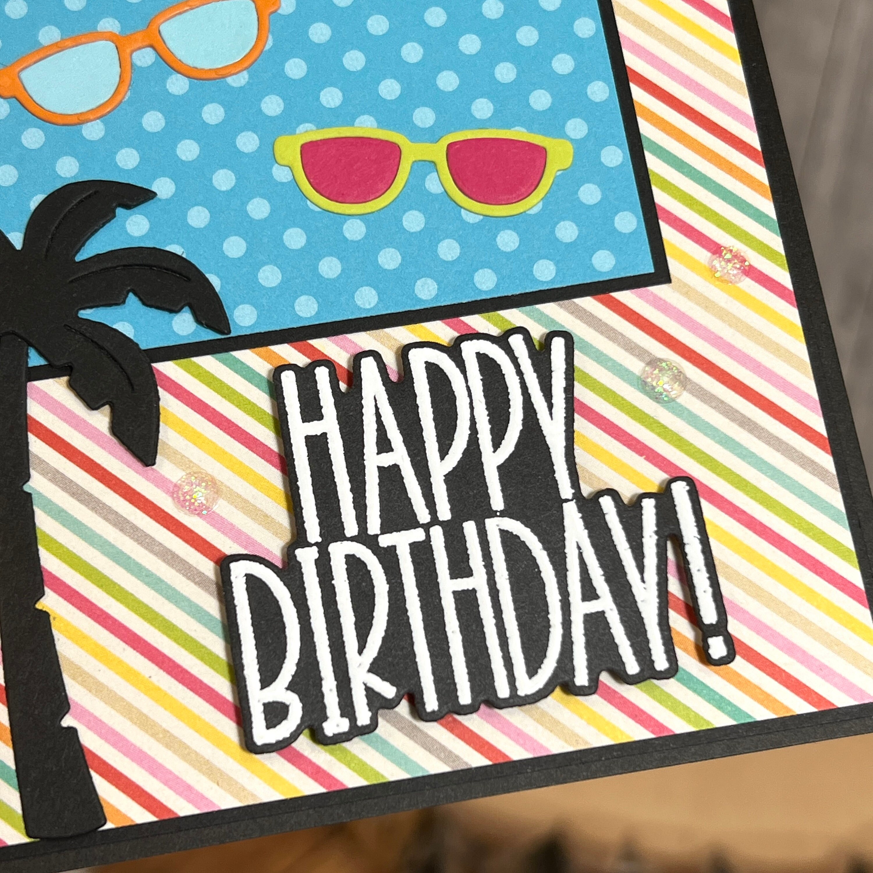 SUMMER BIRTHDAY Card With Sunglasses and Palm Tree Beachy Birthday - Etsy