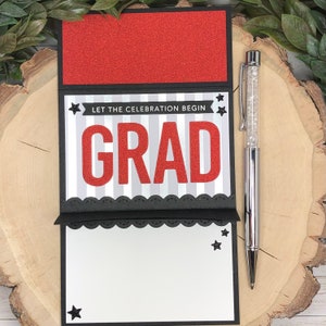 Graduation Gift Card Holder Red and Silver Pop up Grad Card - Etsy