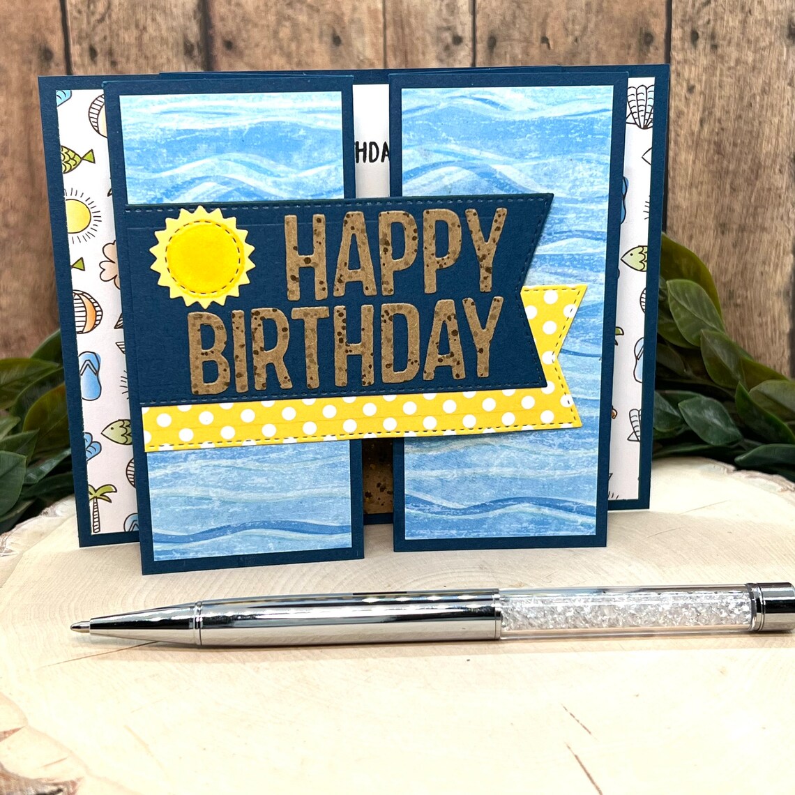 Beachy Birthday Card Beach Scene With Umbrella Dimensional - Etsy