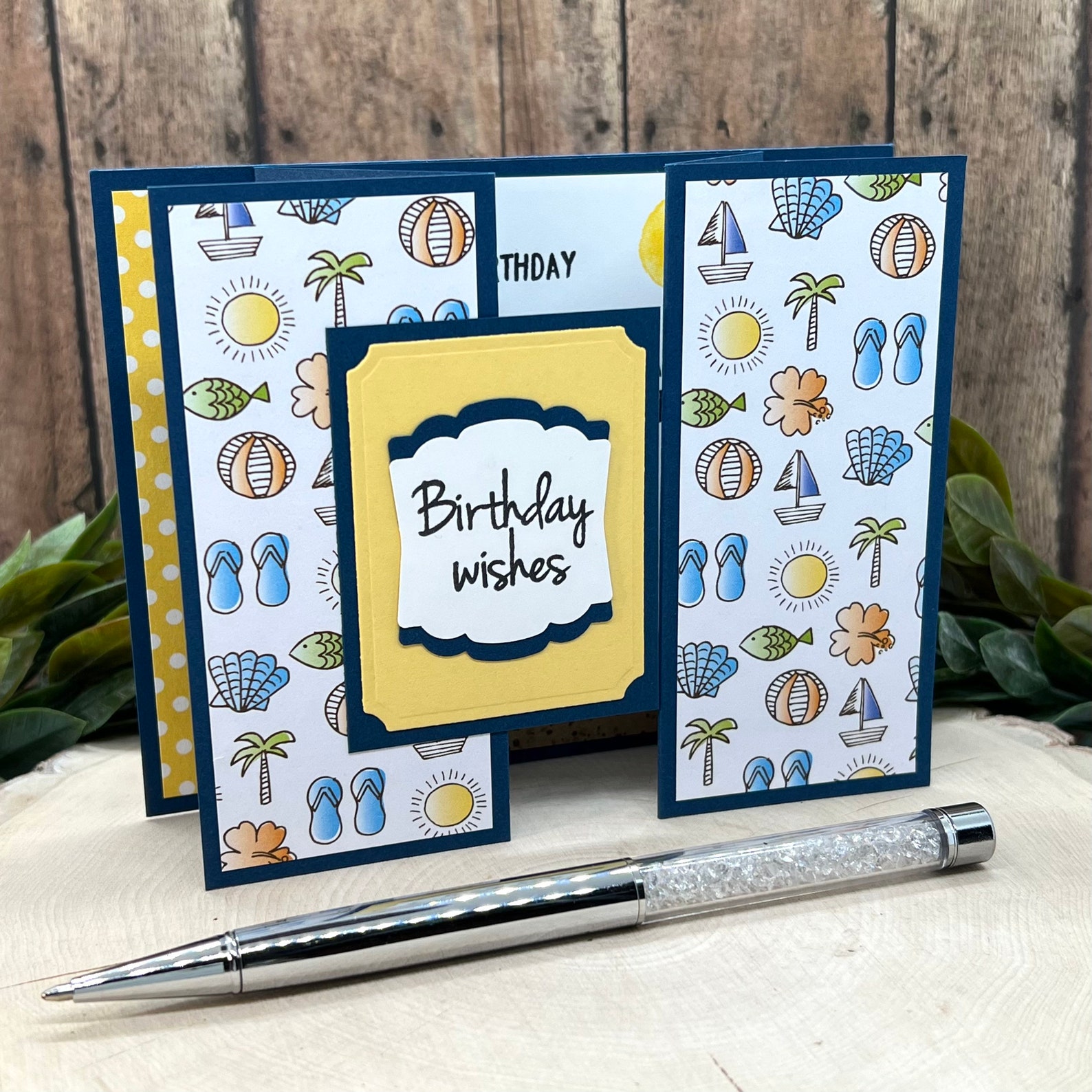 Beachy Birthday Card Beach Scene With Umbrella Dimensional - Etsy