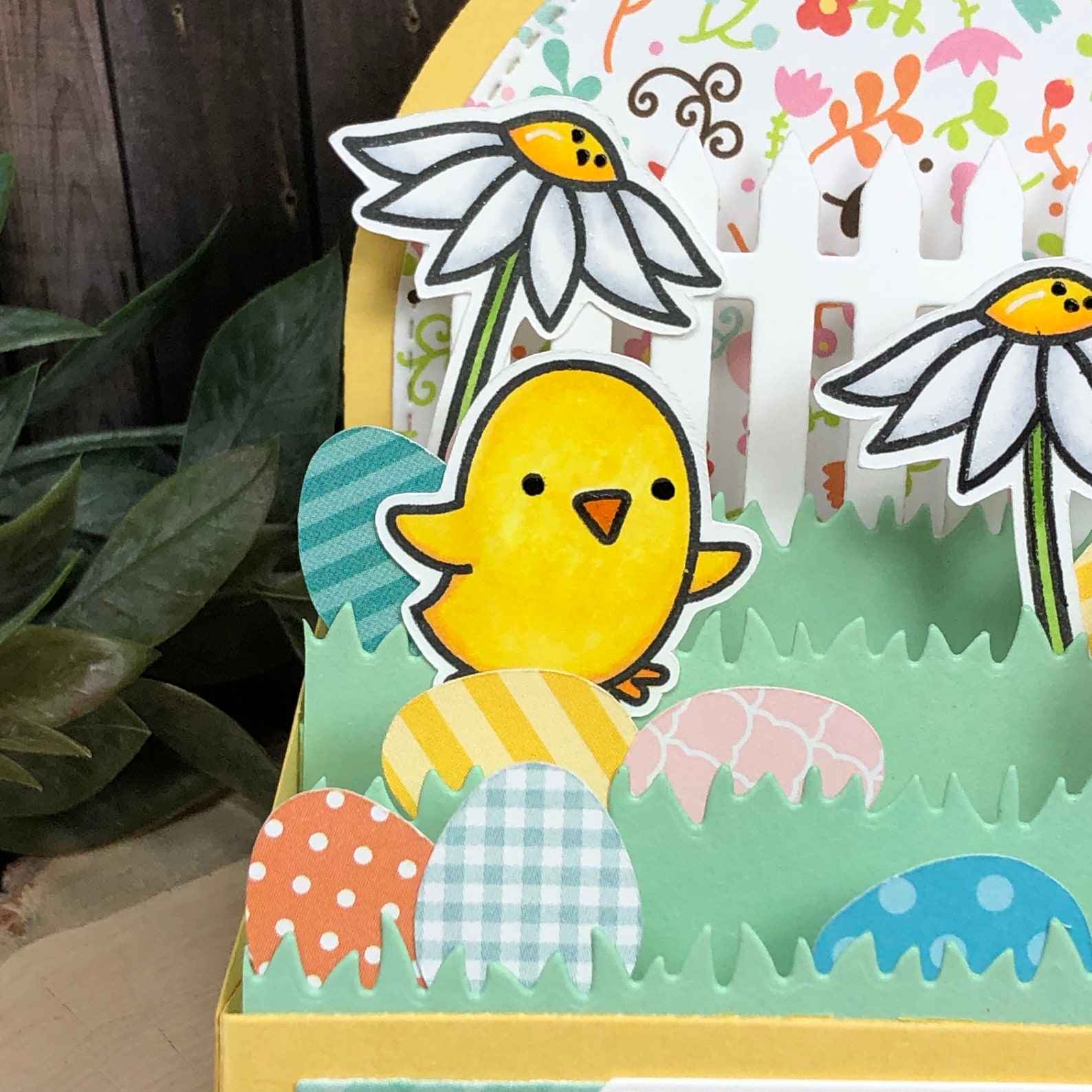 3D Easter Card With Colorful Eggs Chicks and Daisies Cute - Etsy