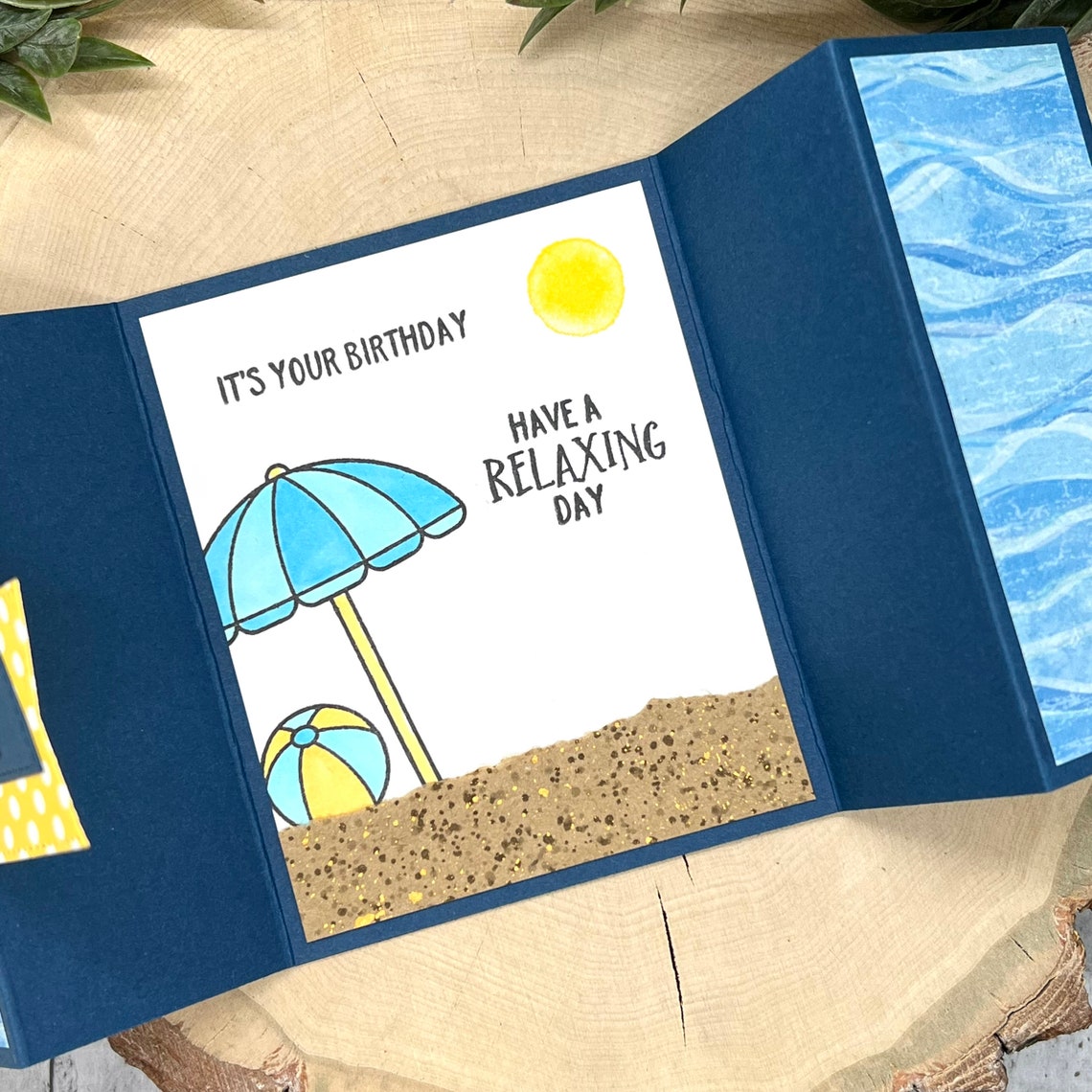 Beachy Birthday Card Beach Scene With Umbrella Dimensional - Etsy