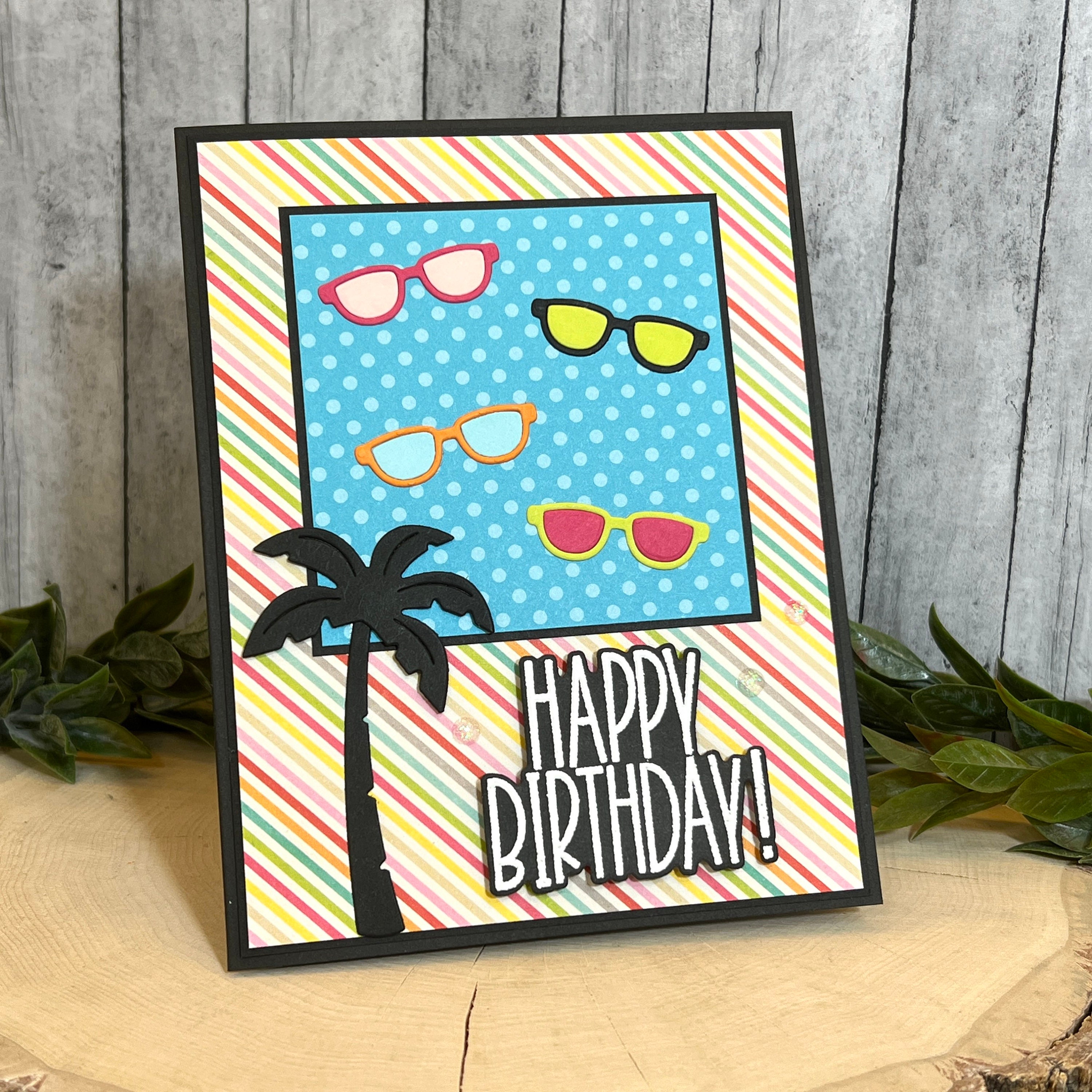 SUMMER BIRTHDAY Card With Sunglasses and Palm Tree Beachy Birthday - Etsy