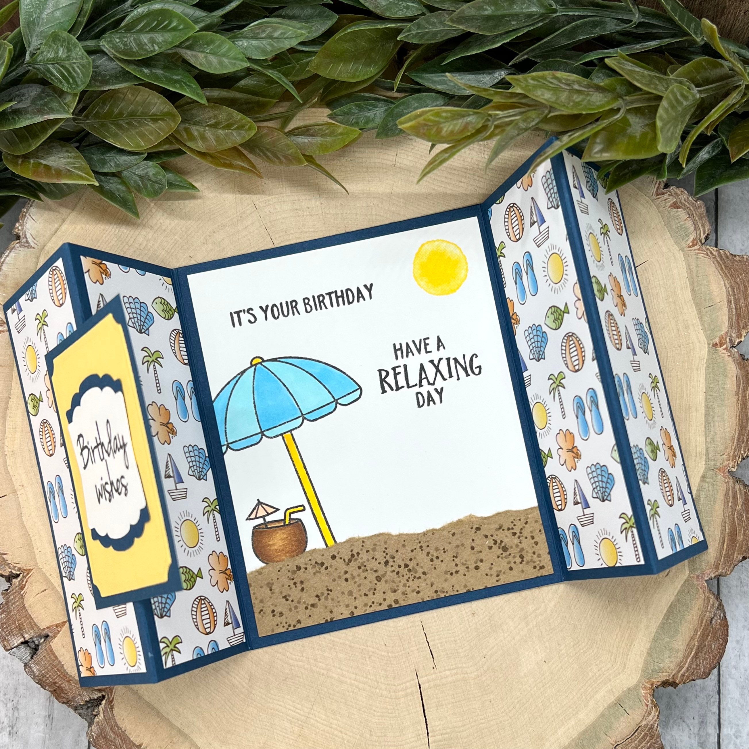 Beachy Birthday Card Beach Scene With Umbrella Dimensional - Etsy