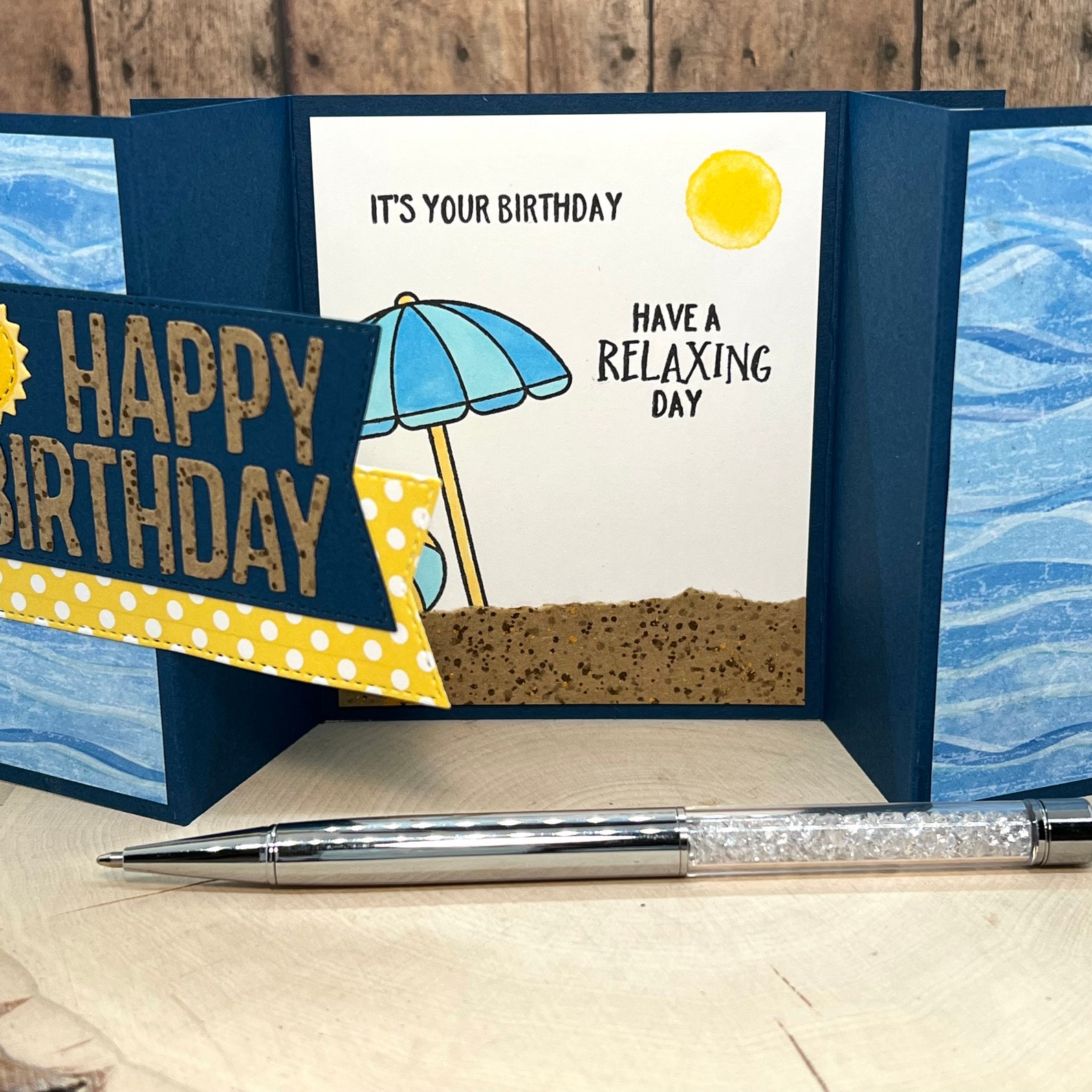 Beachy Birthday Card Beach Scene With Umbrella Dimensional - Etsy