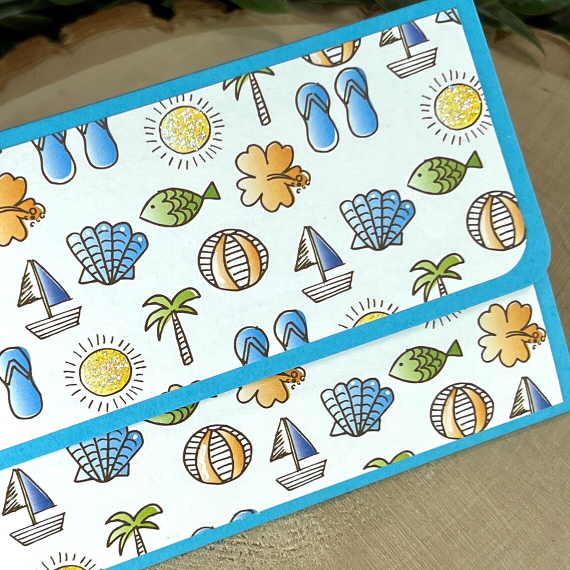 Beach Theme Birthday Gift Card Holder, Gift Card Package With Glitter ...