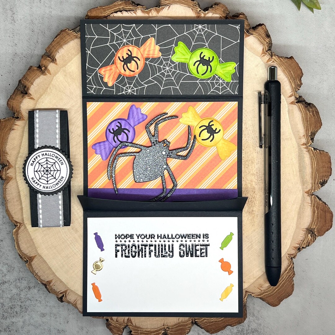 Handmade Halloween Gift Card Holder | Spider & Candy Design - Etsy
