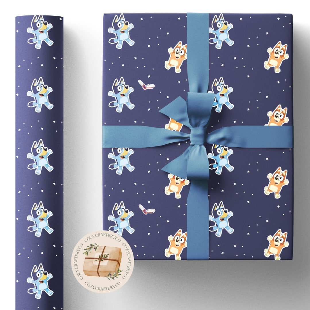 Purple Bluey Gift Wrapping Paper Rolls eco Friendly Cartoon Bluey and ...