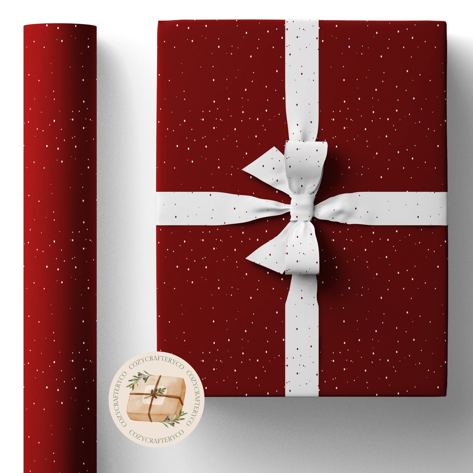 Minimal Red and White Dots Gift Wrapping Paper Rolls (eco Christmas ...