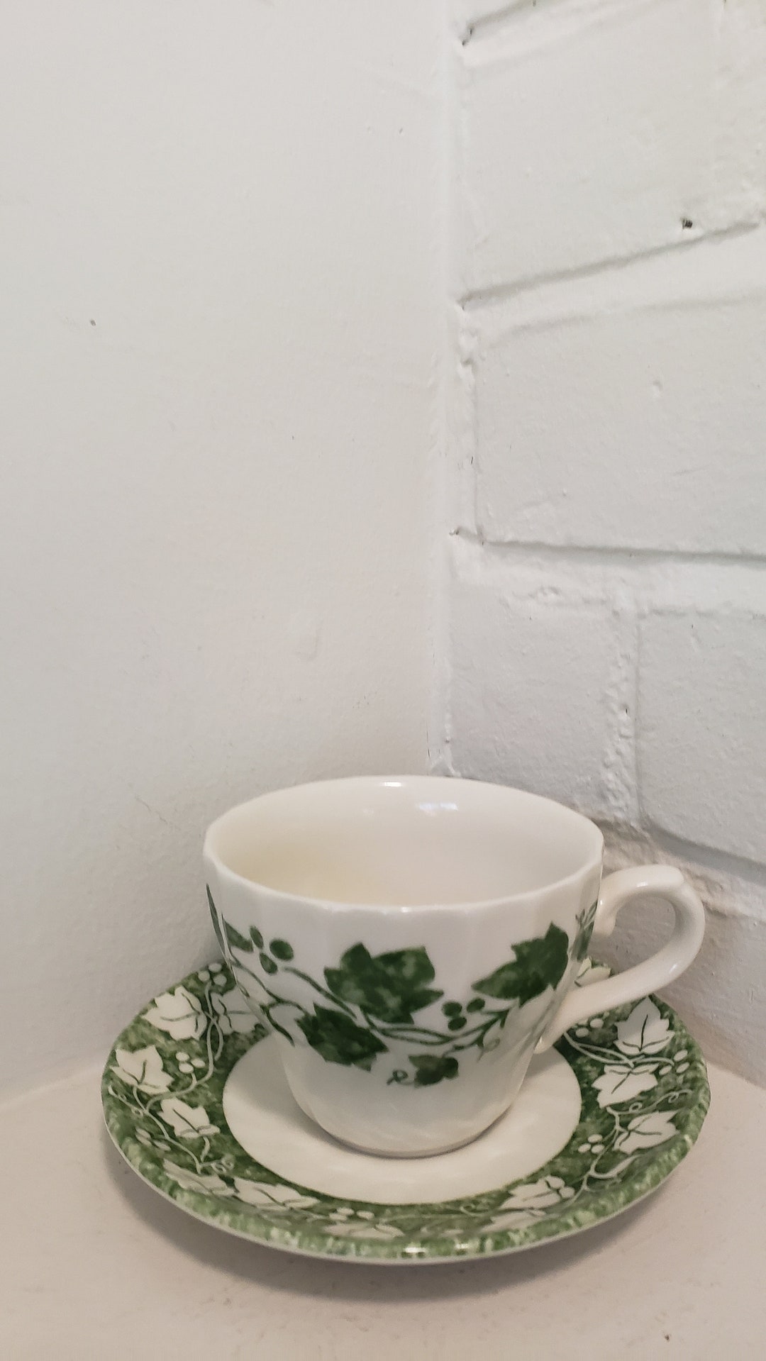 Vintage Churchill Tea Set Green Ivory Swirl Tea Cup and Saucer - Etsy