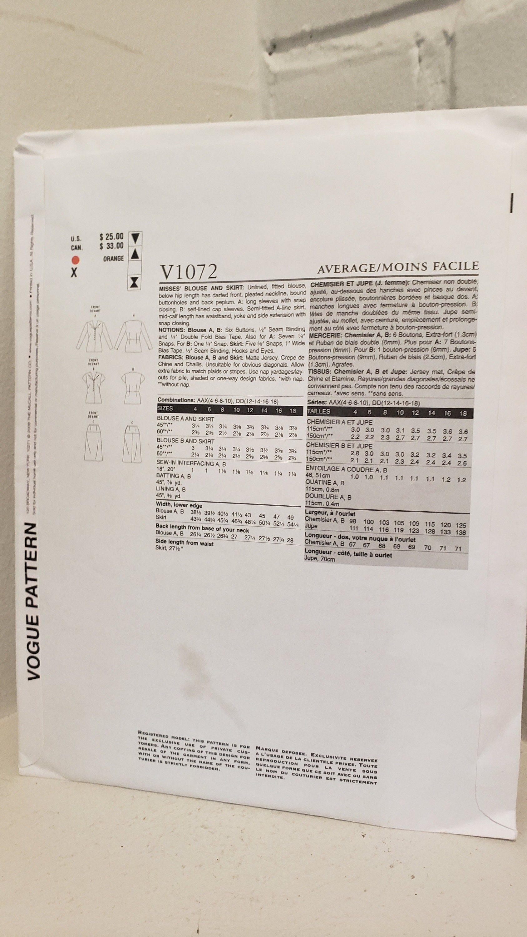 Original 1940s Design Vogue Suit Pattern Ladies Wear V1072 - Etsy