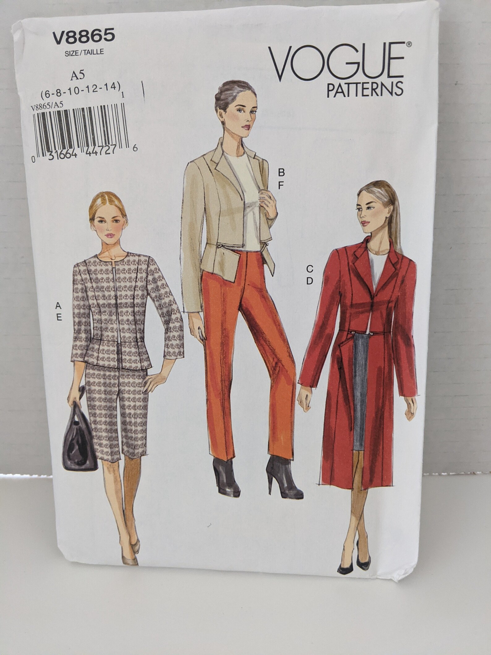 Vogue Patterns V8865 Jacket Skirt Shorts Pants | Etsy