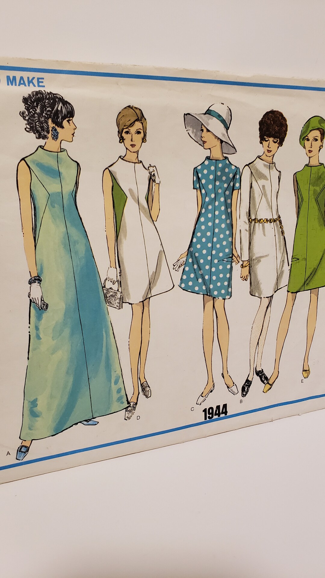 Vogue Basic Design 1944 Dress Pattern Summer Dress 60s Mod Evening or ...