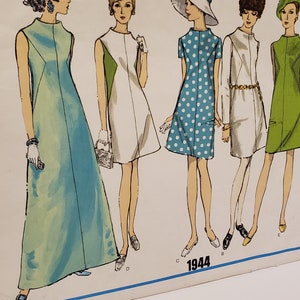 Vogue Basic Design 1944 Dress Pattern Summer Dress 60s Mod Evening or ...