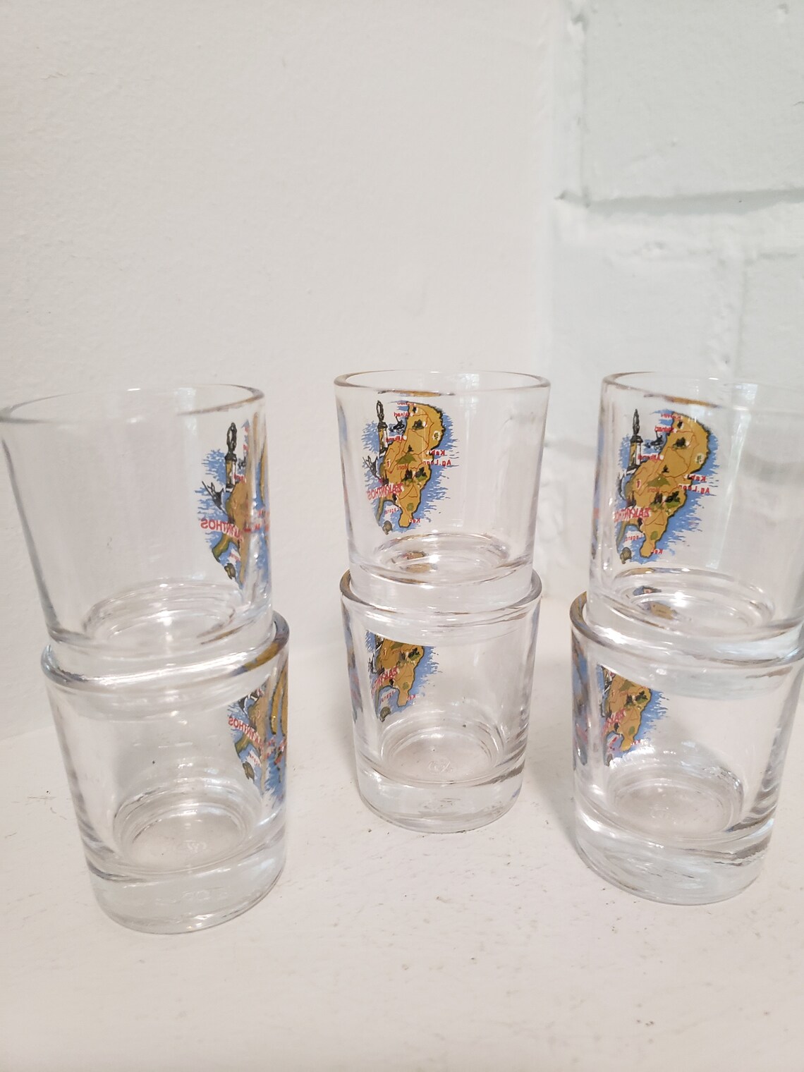 Six Shot Glasses Greek Islands Shot Glasses Bar Ware Vintage - Etsy