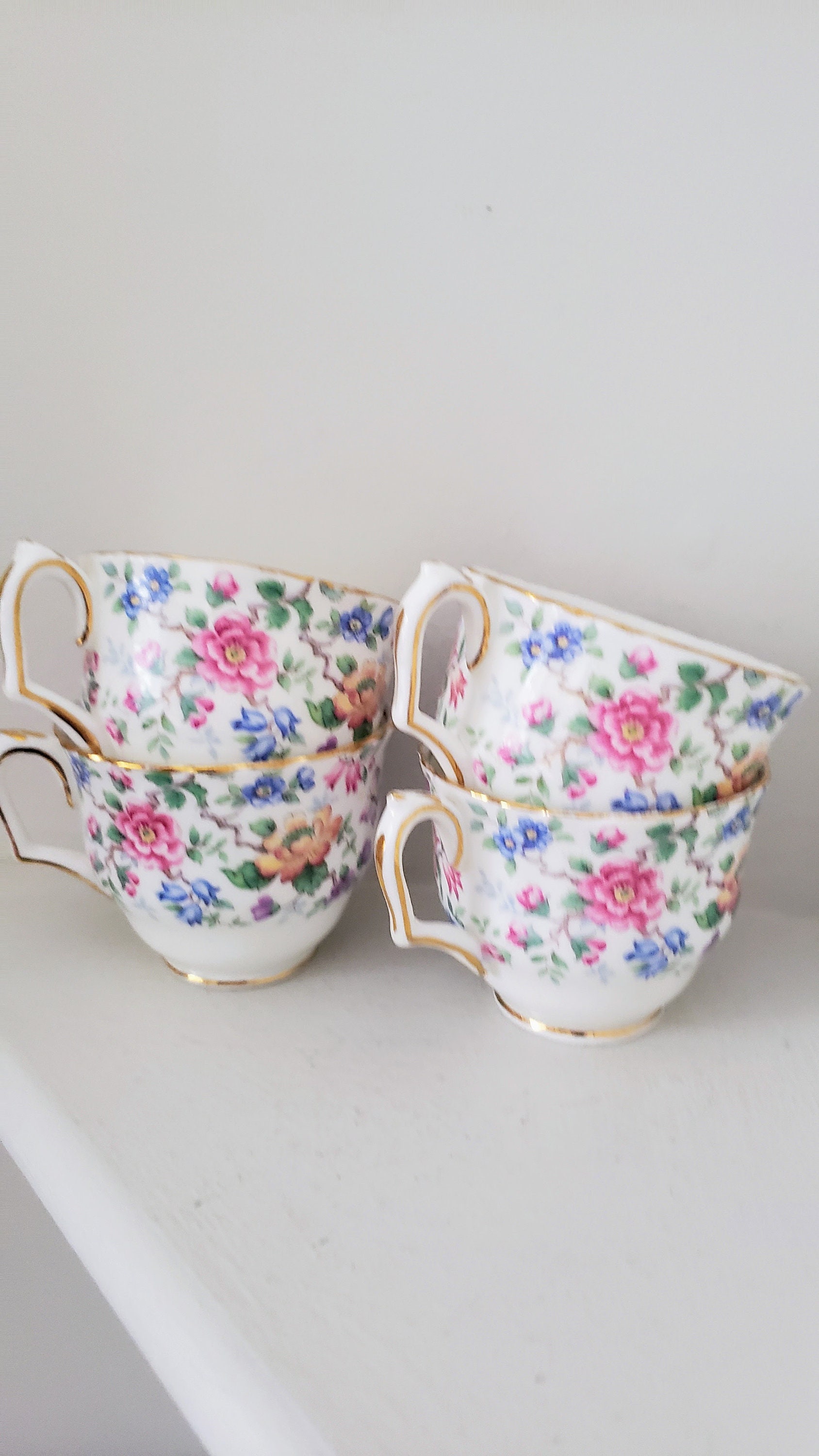 Crown Staffordshire Tea Cups Set of 4 Tea Cups Springtime - Etsy