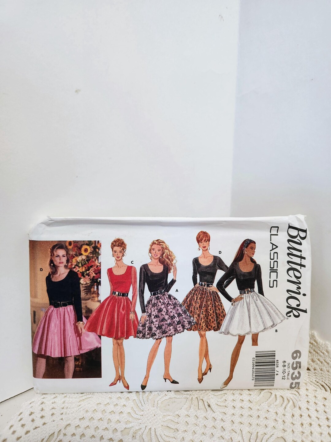 Vintage 90s Butterick Dress Pattern 6535: Full Skirt, Size 6-12 - Etsy