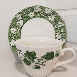 Vintage Churchill Tea Set Green Ivory Swirl Tea Cup and Saucer With ...
