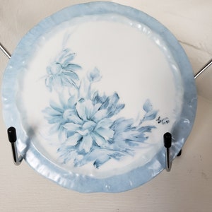Blue Floral Plate Signed Plated Wall Hangings Vintage Home Decor Hand ...