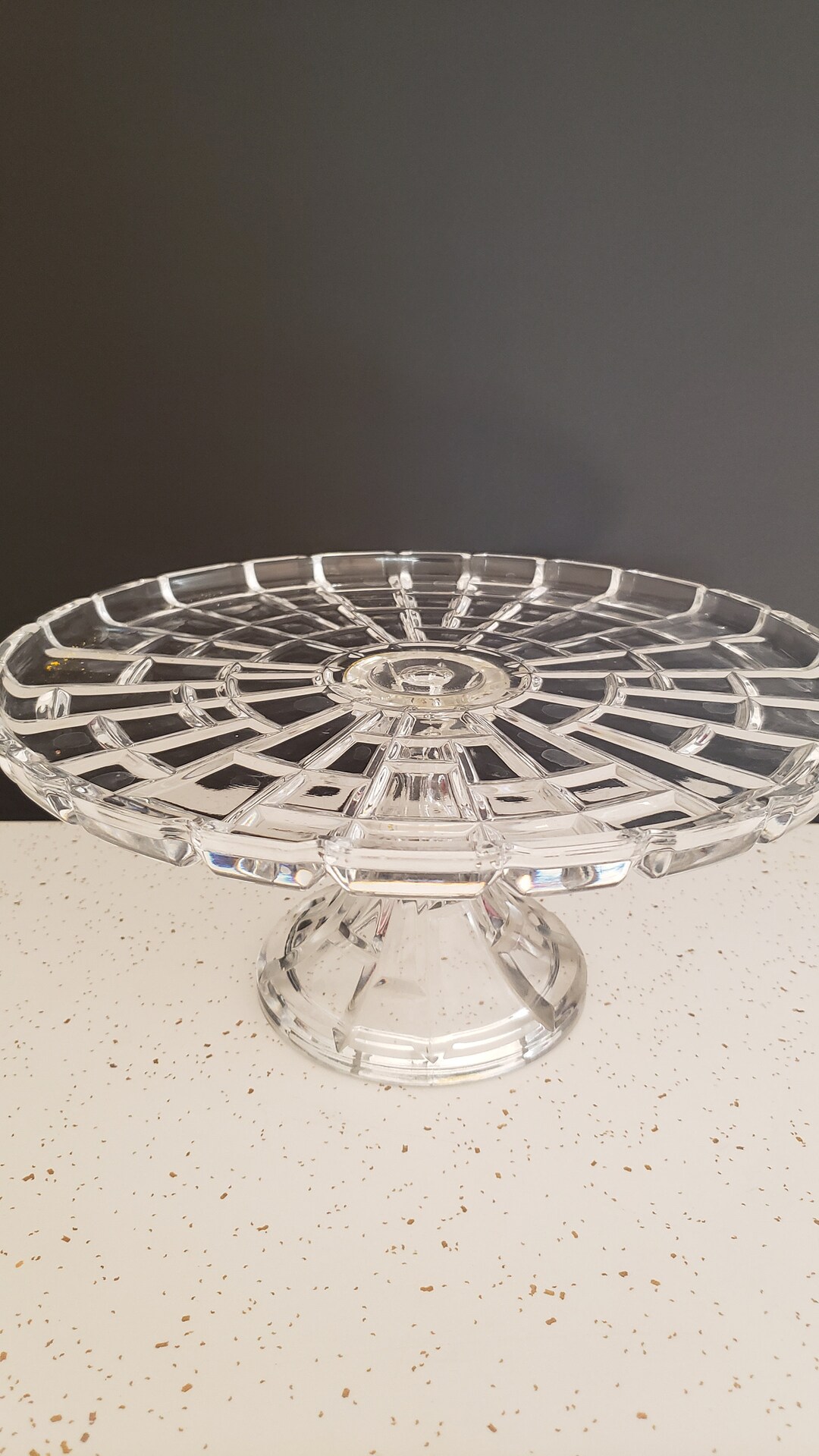 Vintage Glass Pastry or Cake Stand on Pedestal Heavy Vintage Glass 12 X ...
