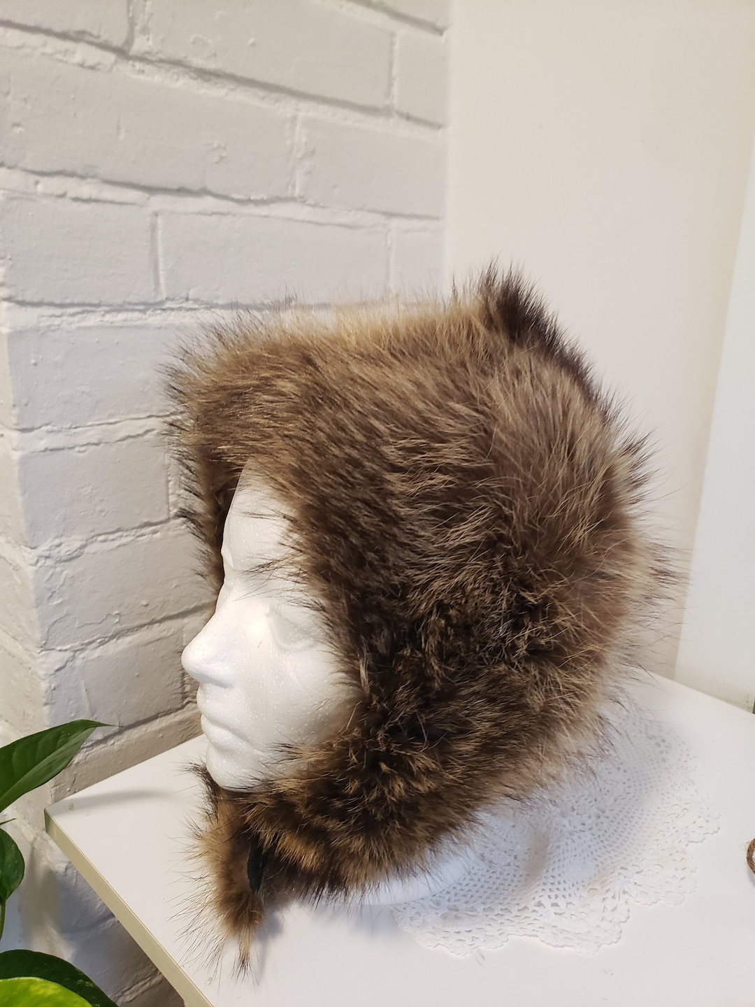 Racoon Hat With Slight Point and Clasp Under Chin Warm Racoon - Etsy