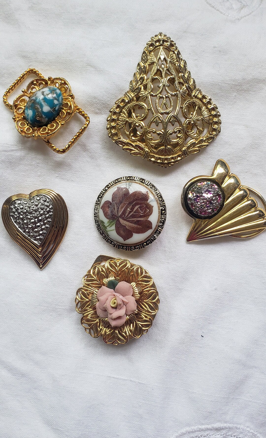Gold Tone Scarf Clips Choose One Decorative Scarf Clips Mid Century ...