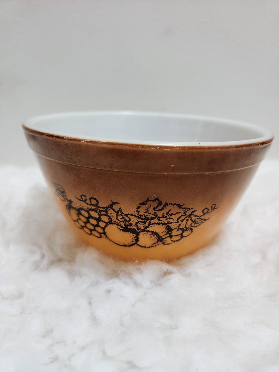 Old Orchard Mixing Bowl 70s Kitchen Decor Brown Pyrex Bowl White ...