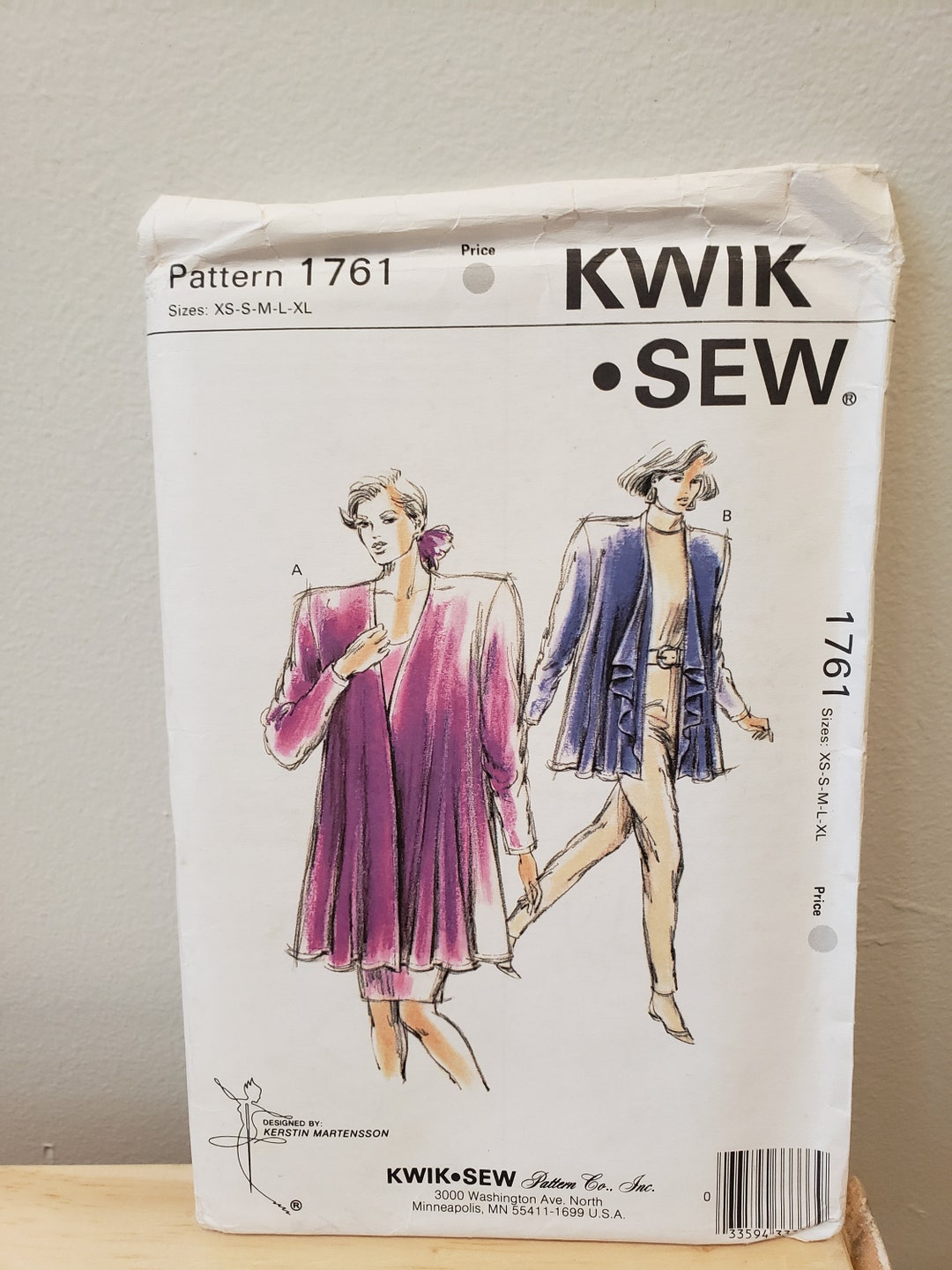 Kwik Sew 1701 Flared Jacket With Extended Shoulders XS to XL UNOPENED ...
