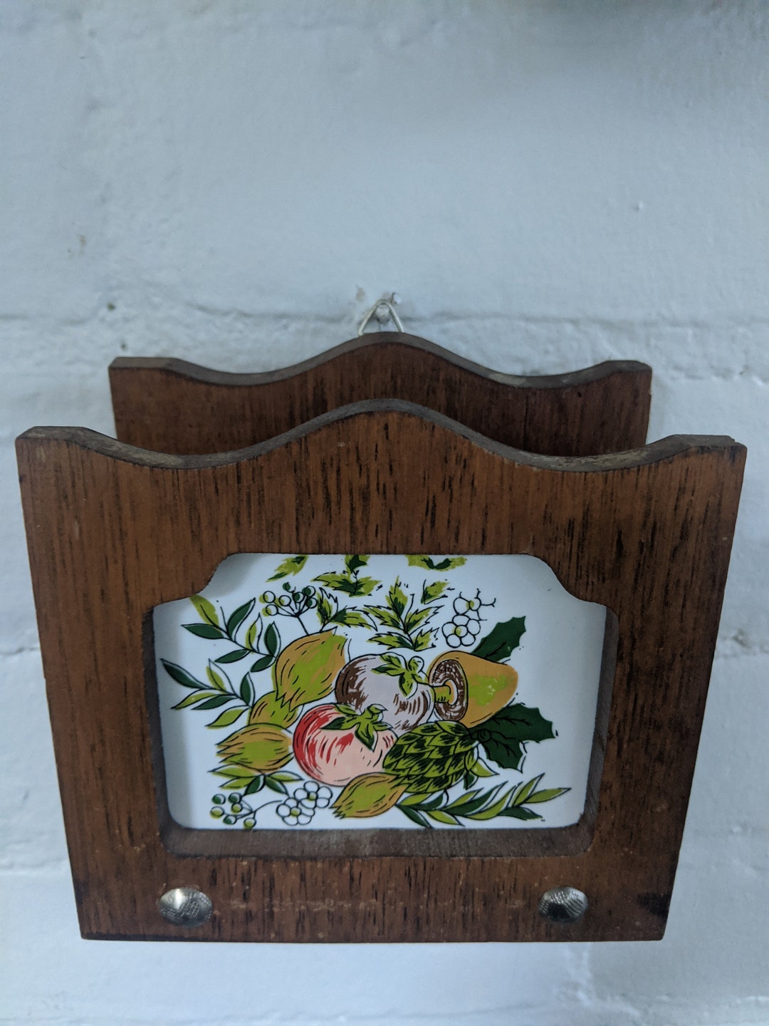 Vintage Wooden Wall Napkin Holder 1970s Wooden Envelope Holder With ...