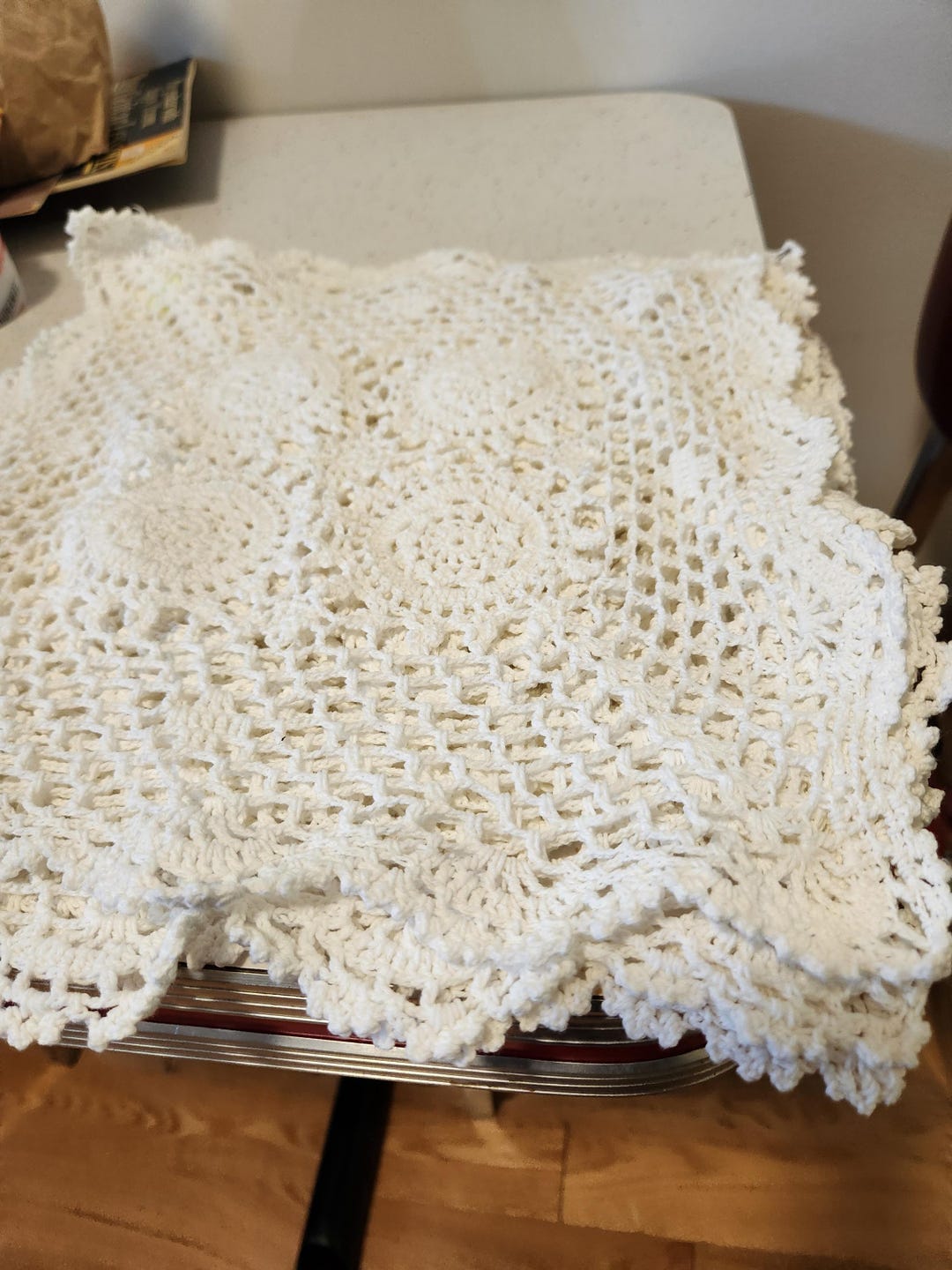 Six Crochet Square Doilies Set of Six White Square Doilies With Slight ...