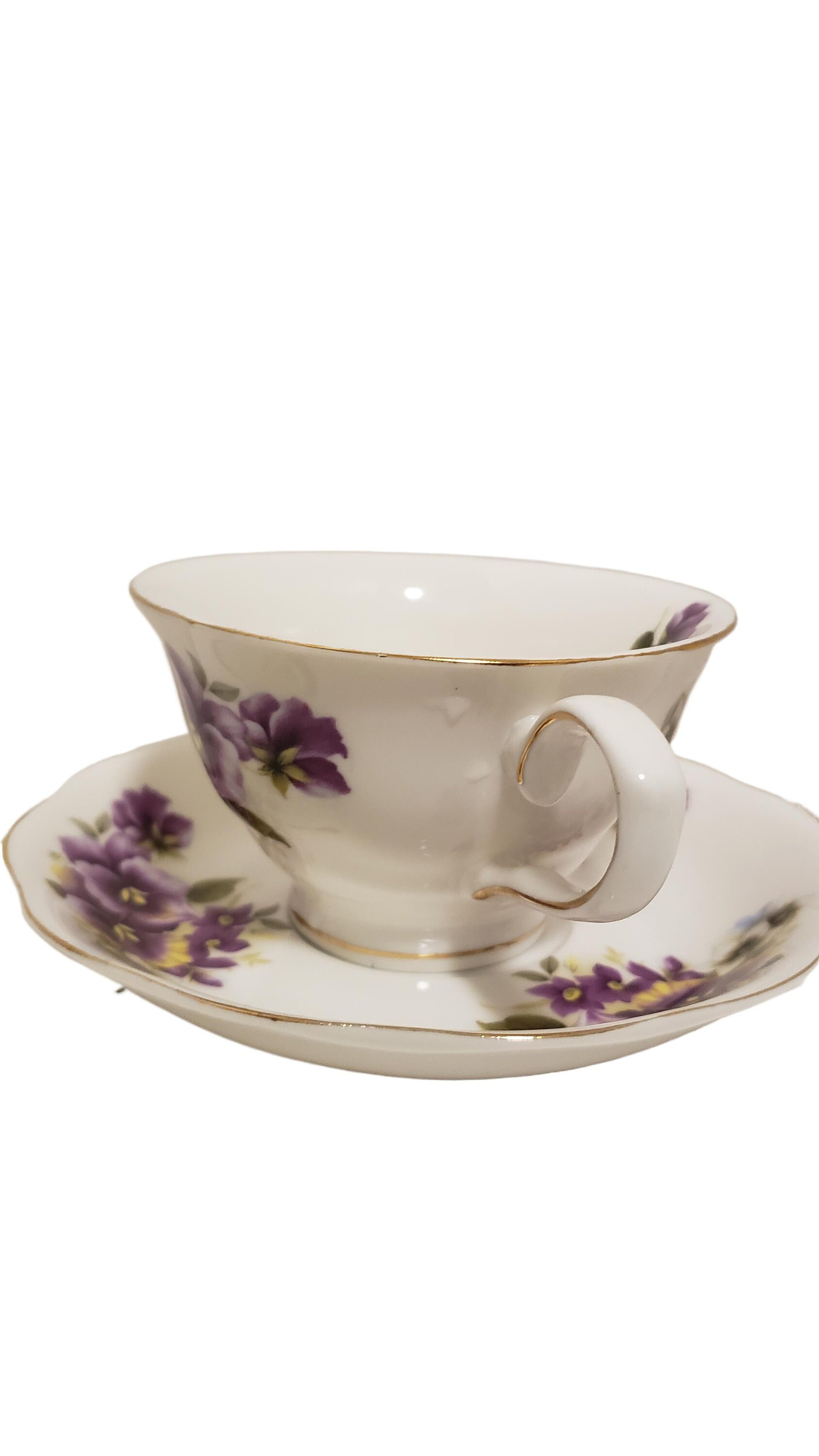Wide Mouth Purple Pansy Tea Set Grace Porcelain Tea Cup - Etsy