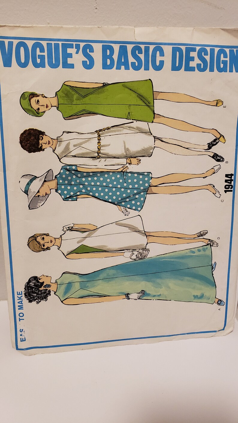 Vogue Basic Design 1944 Dress Pattern Summer Dress 60s Mod - Etsy