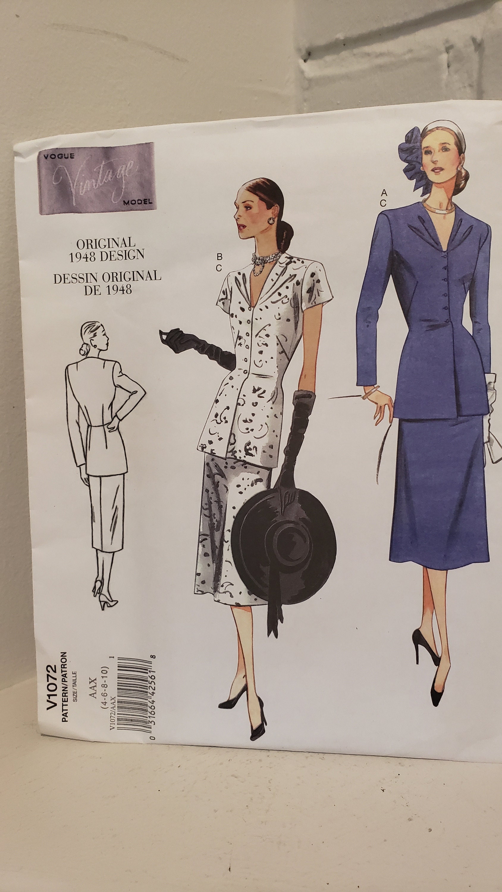 Original 1940s Design Vogue Suit Pattern Ladies Wear V1072 - Etsy