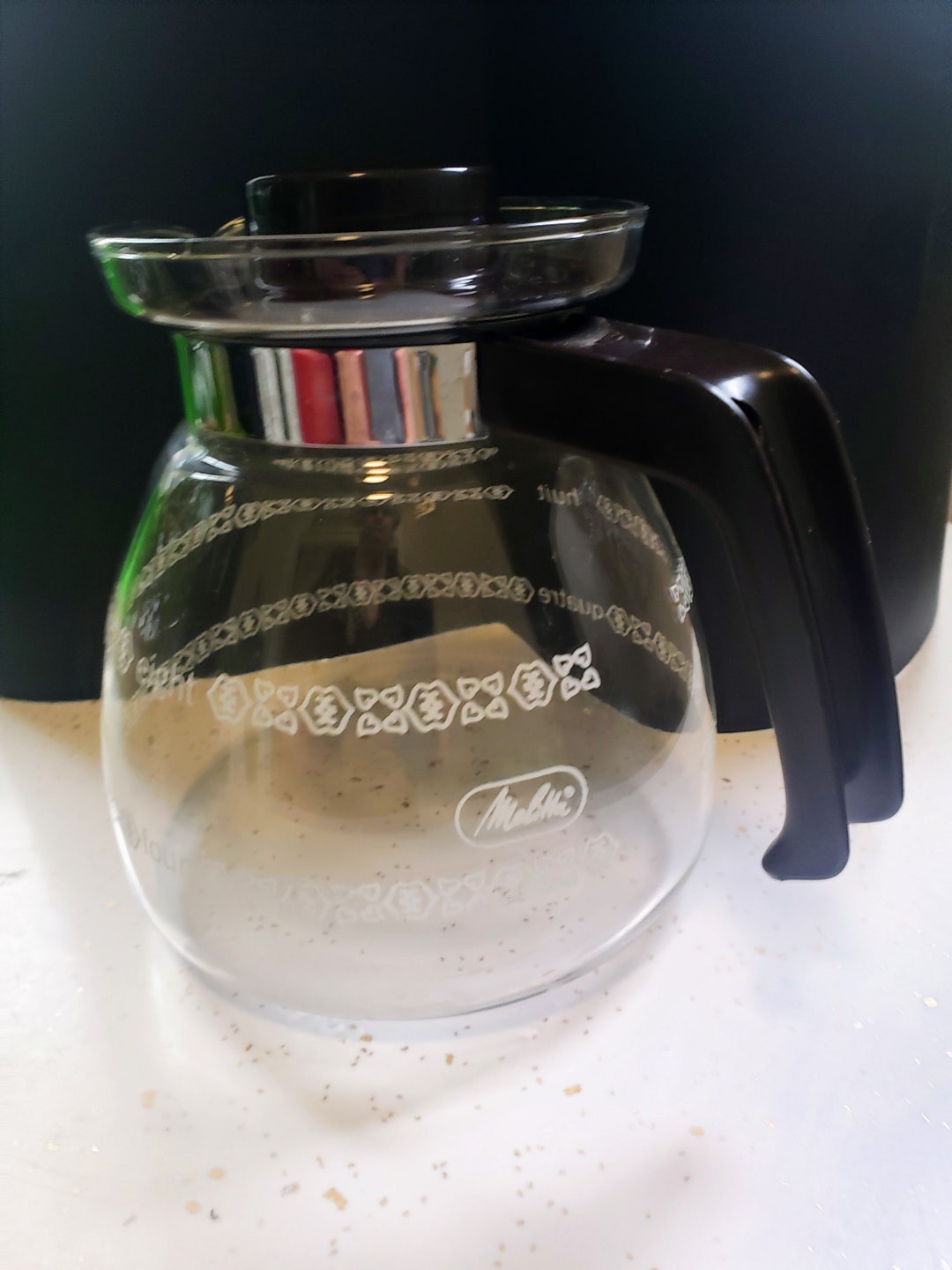 Melita Glass Coffee Pot Large Size Plastic Brown Lid Glass Coffee or ...