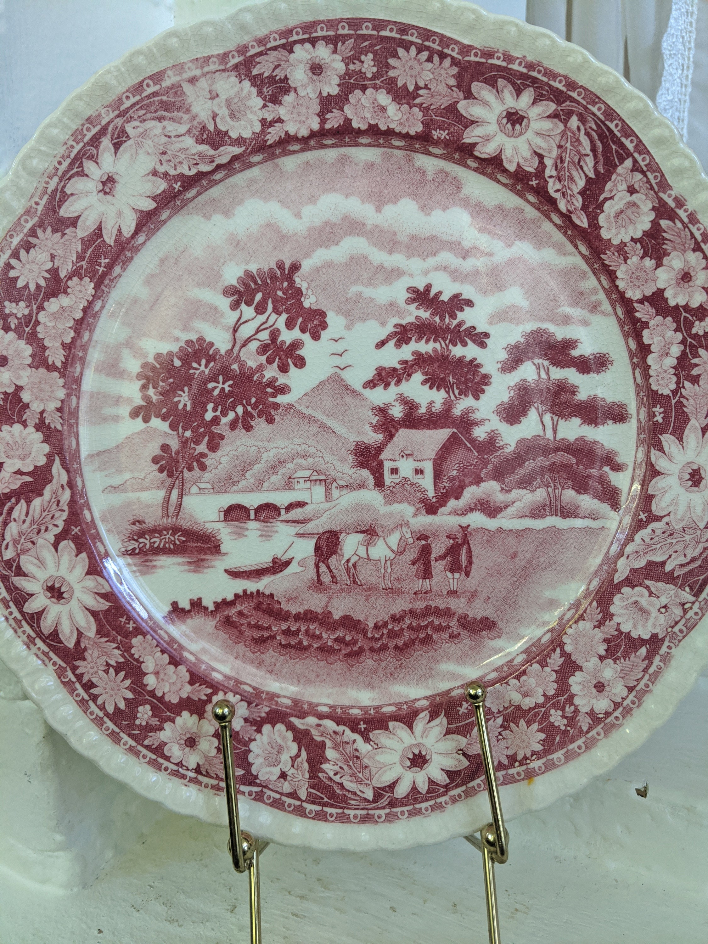 Red and White Made in Occupied Japan Dinner Plate Vintage - Etsy