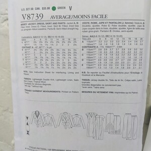 Vogue Patterns Wardrobe V8739 Jacket Dress Skirt Pants UNCUT Vogue ...