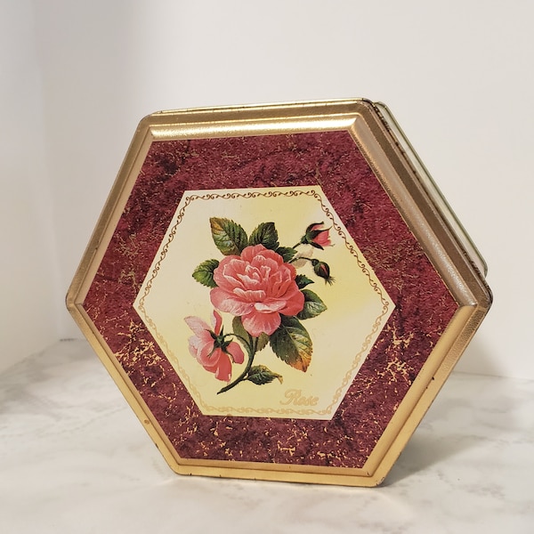 Hexagon Floral Tin - Etsy