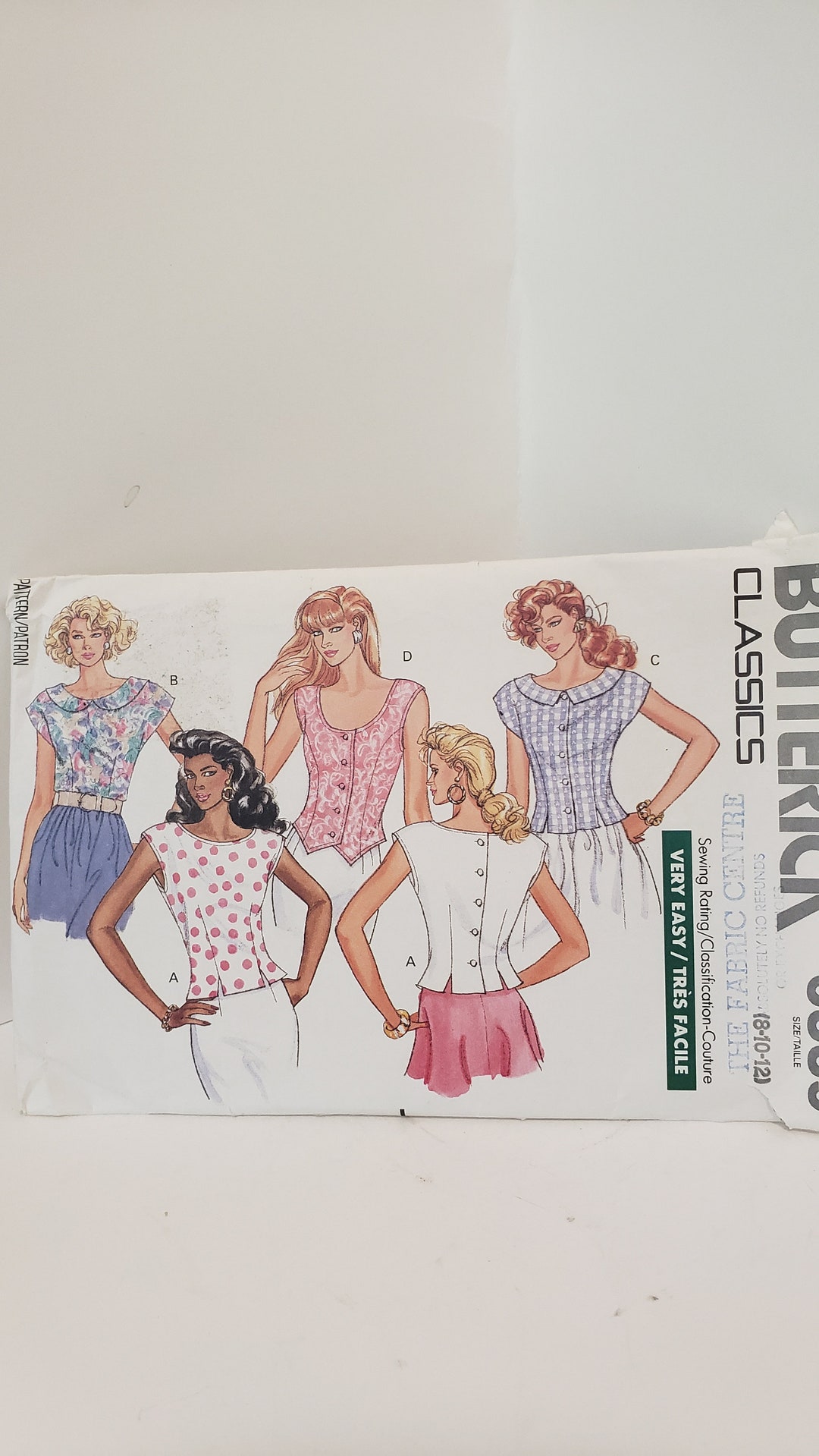 Butterick Vintage Summer Blouse 6339 UNCUT Size 8 to 12 Very Easy ...