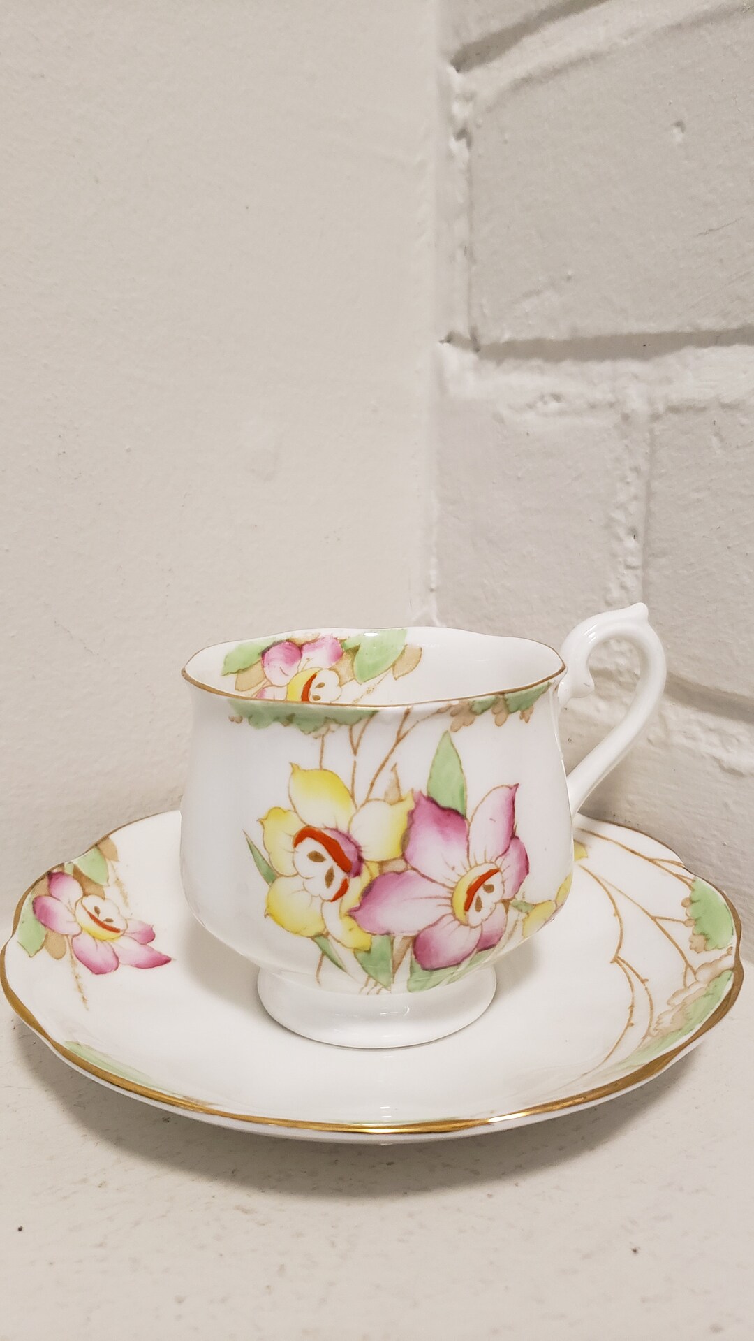 Vintage Royal Albert Tea Set Crown China Daffodil Pink and Yellow ...