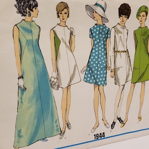 Vogue Basic Design 1944 Dress Pattern Summer Dress 60s Mod Evening or ...