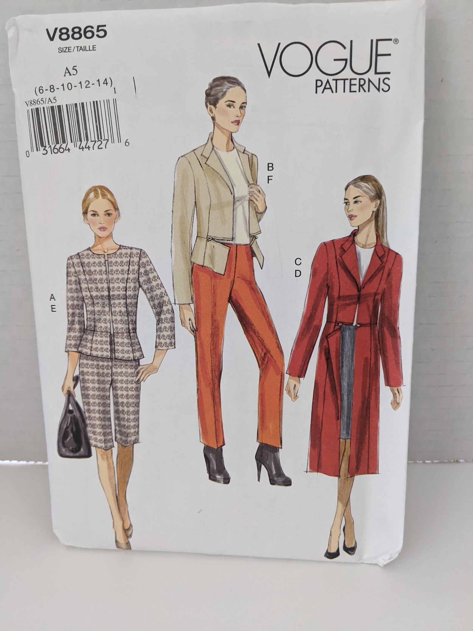 Vogue Patterns V8865 Jacket Skirt Shorts Pants | Etsy