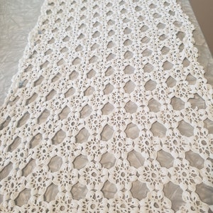 White Cotton Blend Crochet Table Runner Hand Made Table Runner White ...