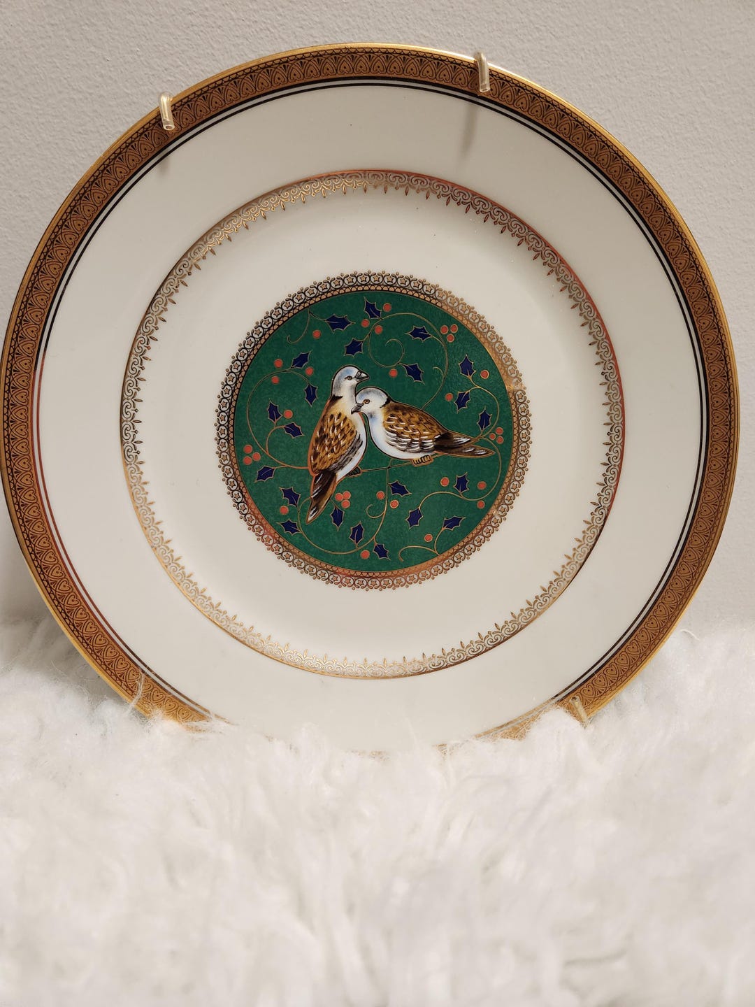 Two Turtle Doves Plate Vintage Christmas Plate Christmas in July ...