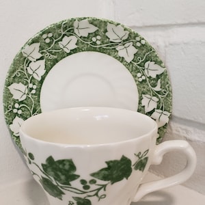 Vintage Churchill Tea Set Green Ivory Swirl Tea Cup and Saucer With ...